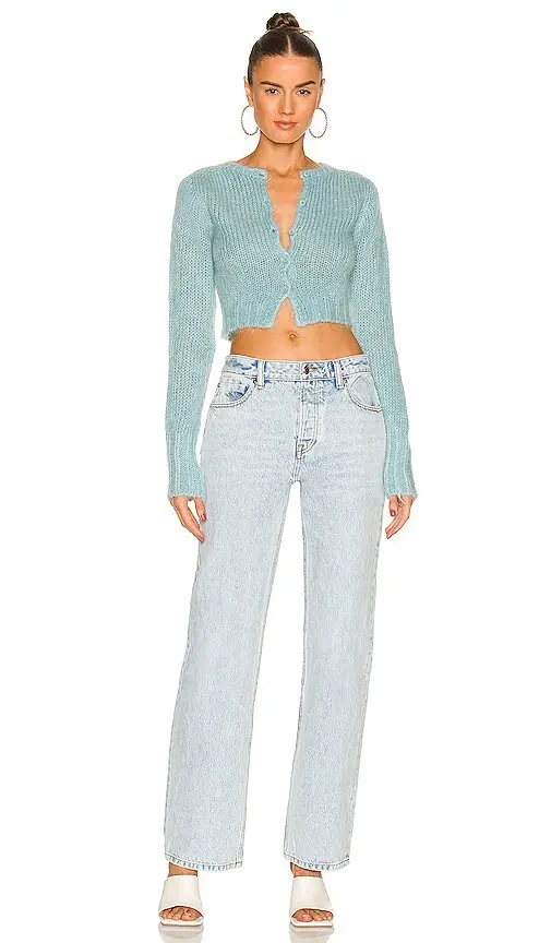 カーディガン Guizio Mohair Fuzzy Cropped Cardigan Danielle Guizio Mohair Fuzzy Cropped Cardigan - Pale Yellow